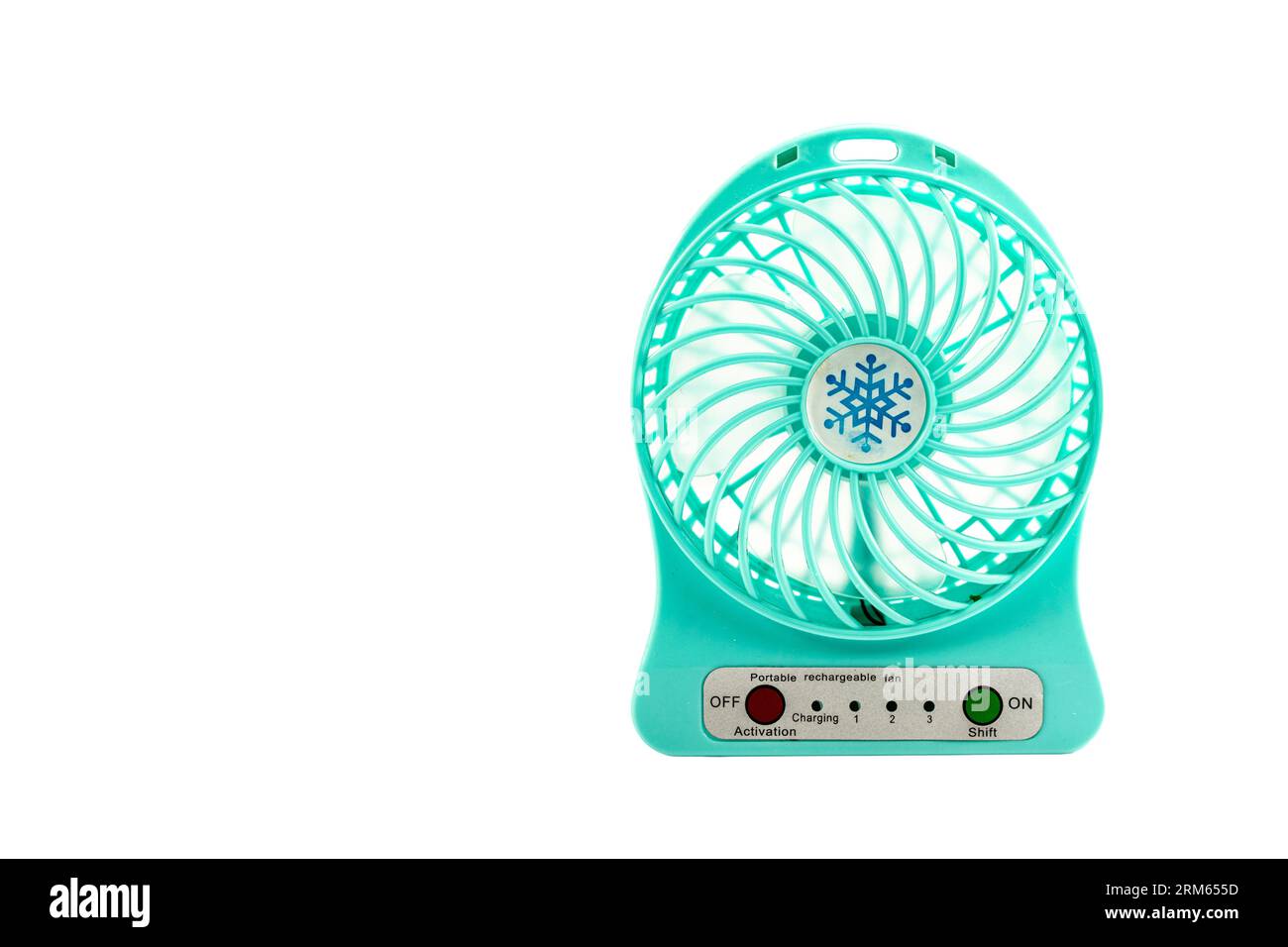 Blue portable small fan electric fan on white isolated background Stock ...