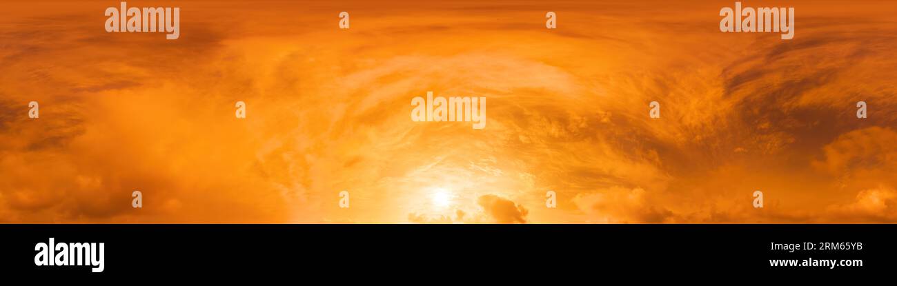 Glowing red orange sunset sky 360-degree panorama in seamless hdr ...