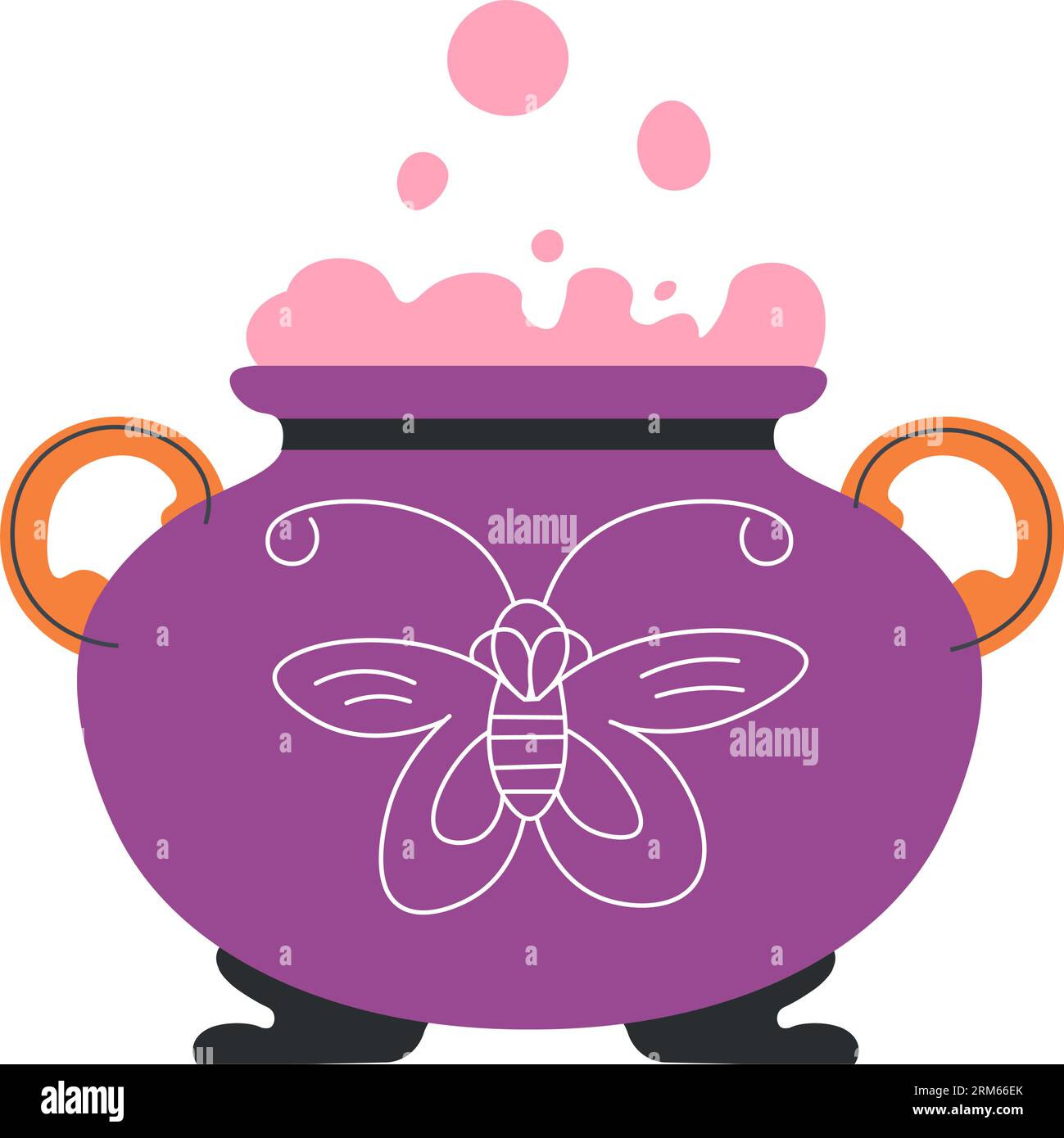 Cauldron with magic potion, pot with pink bubbles Stock Vector Image ...
