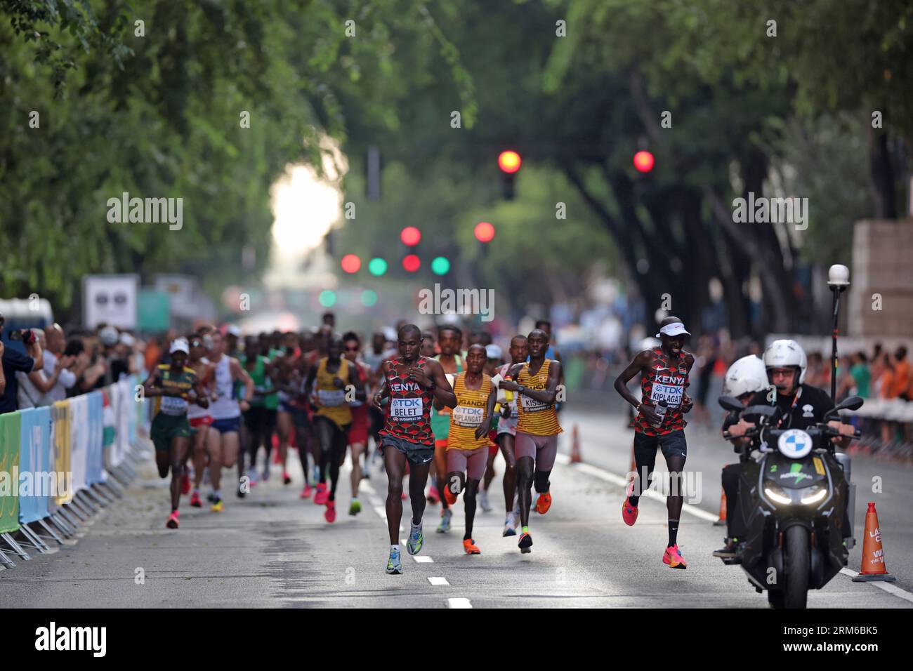 Runners compete during the Men's marathon of the World Athletics ...