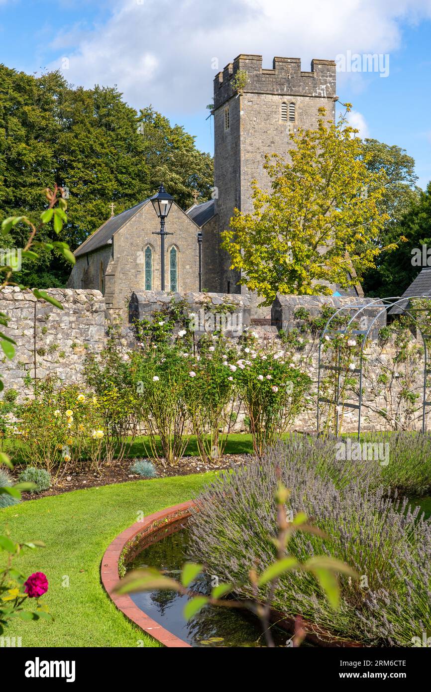 View of St Mary's Church, St Fagans from the rose garden in the grounds ...