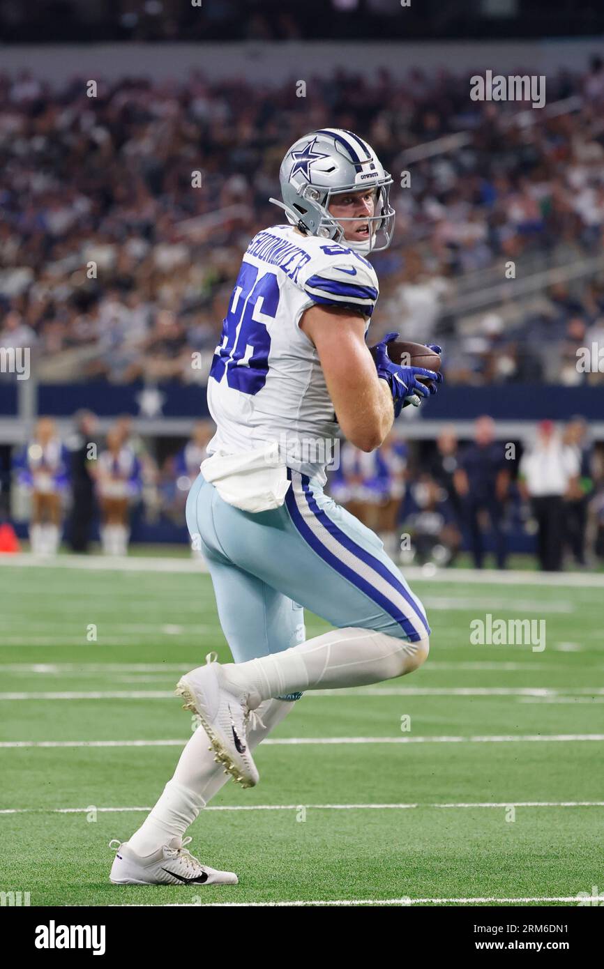 Dallas Cowboys tight end Luke Schoonmaker (86) catches a pass for a ...