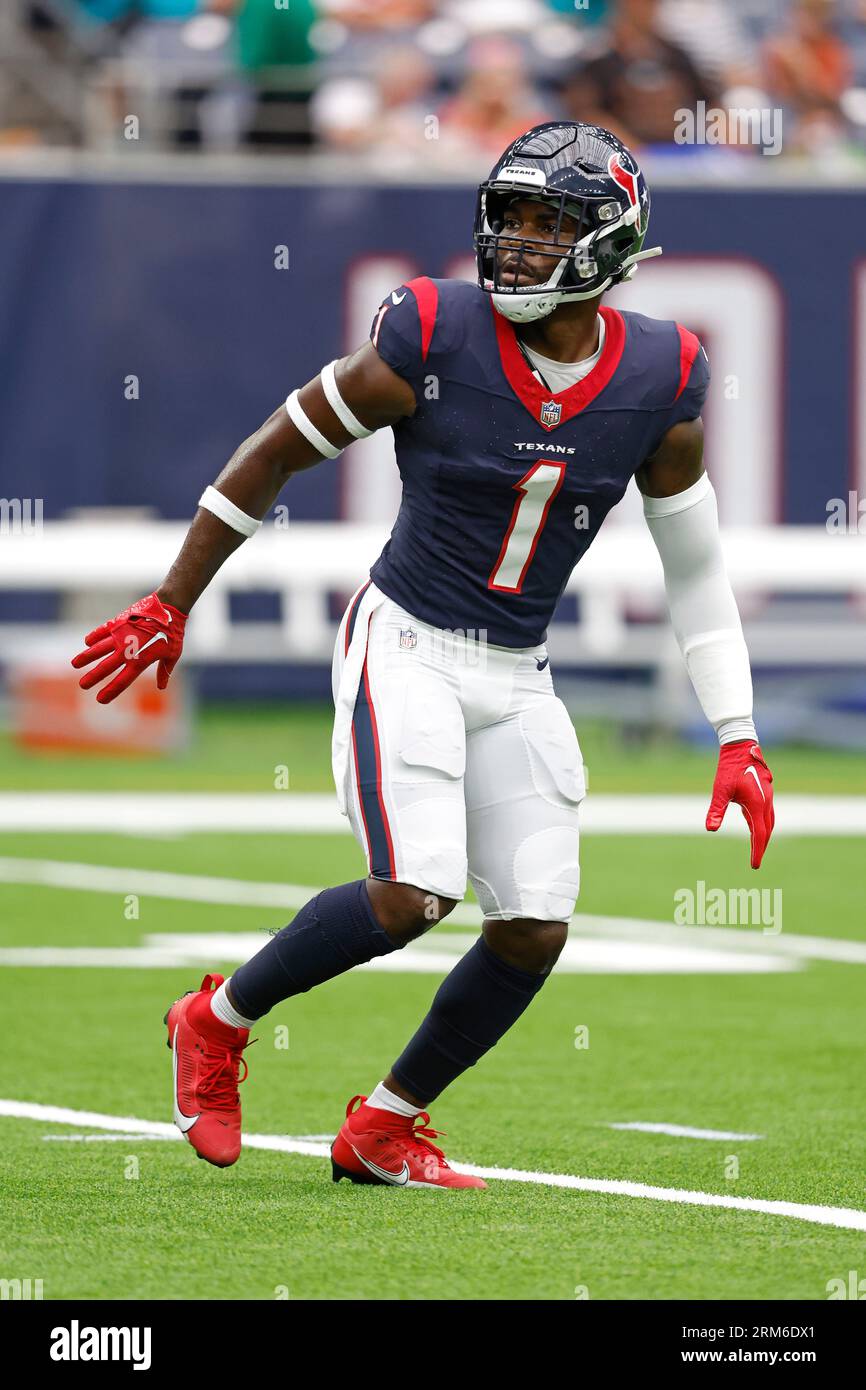Houston Texans safety Jimmie Ward (1) warms up before an NFL preseason ...