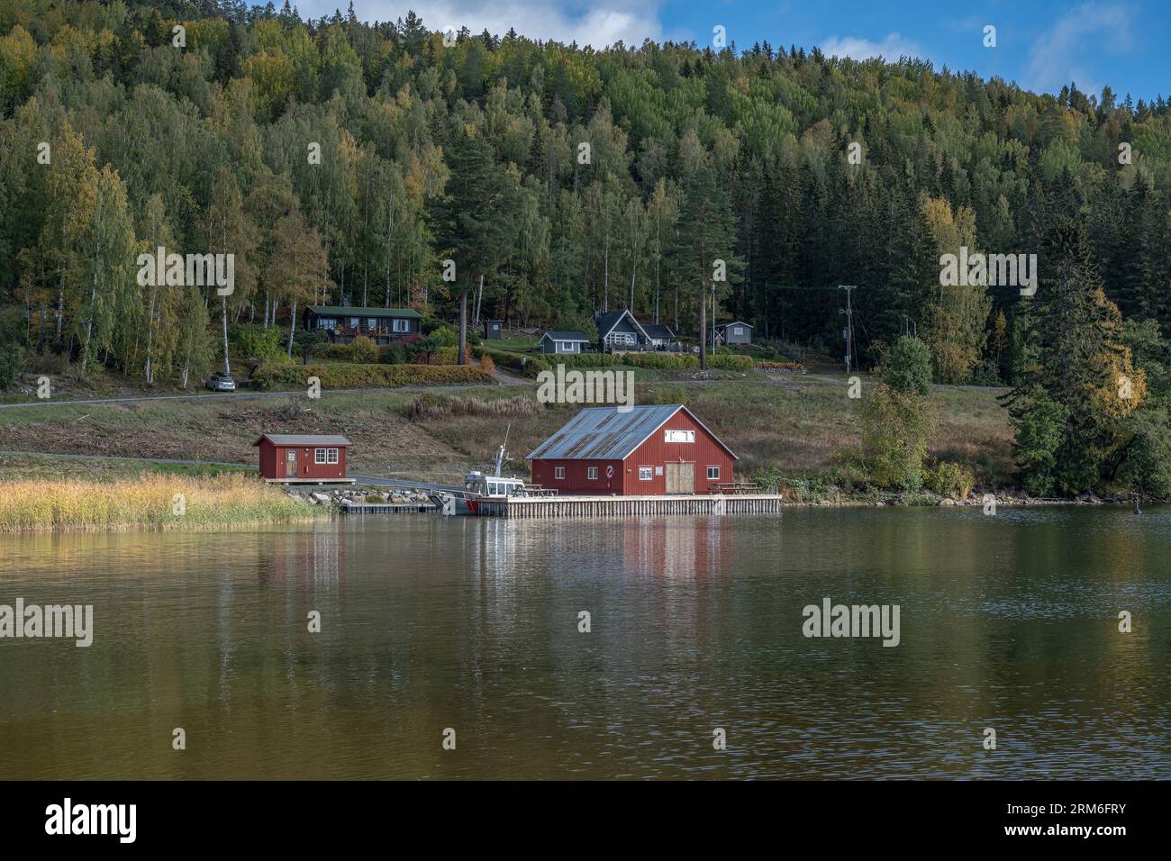 Swedish houses and mountain ant the sea at skuleberget campsite caravan ...