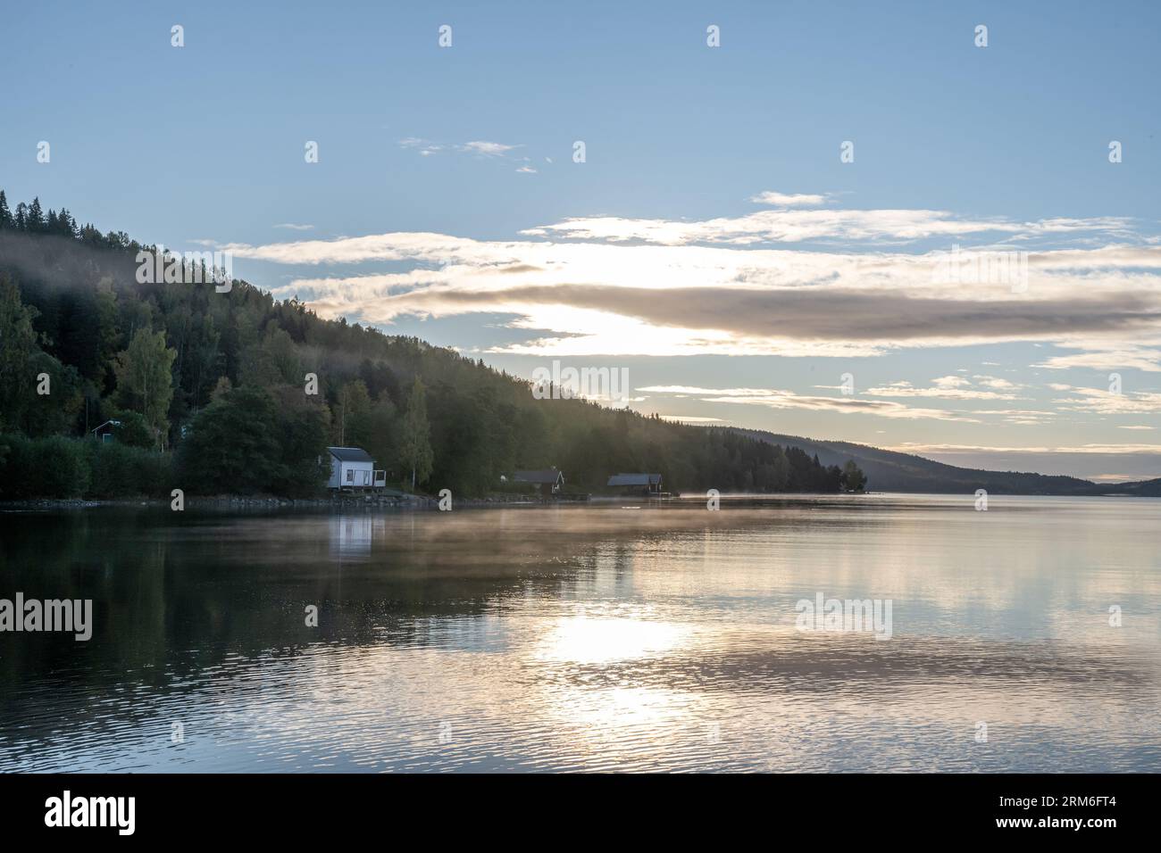 Sunrise at pier near the sea at skuleberget campsite caravan camping in ...