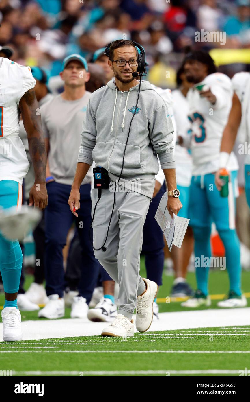 Miami Dolphins Miami Dolphins head coach Mike McDaniel reacts to a call during an NFL preseason ...