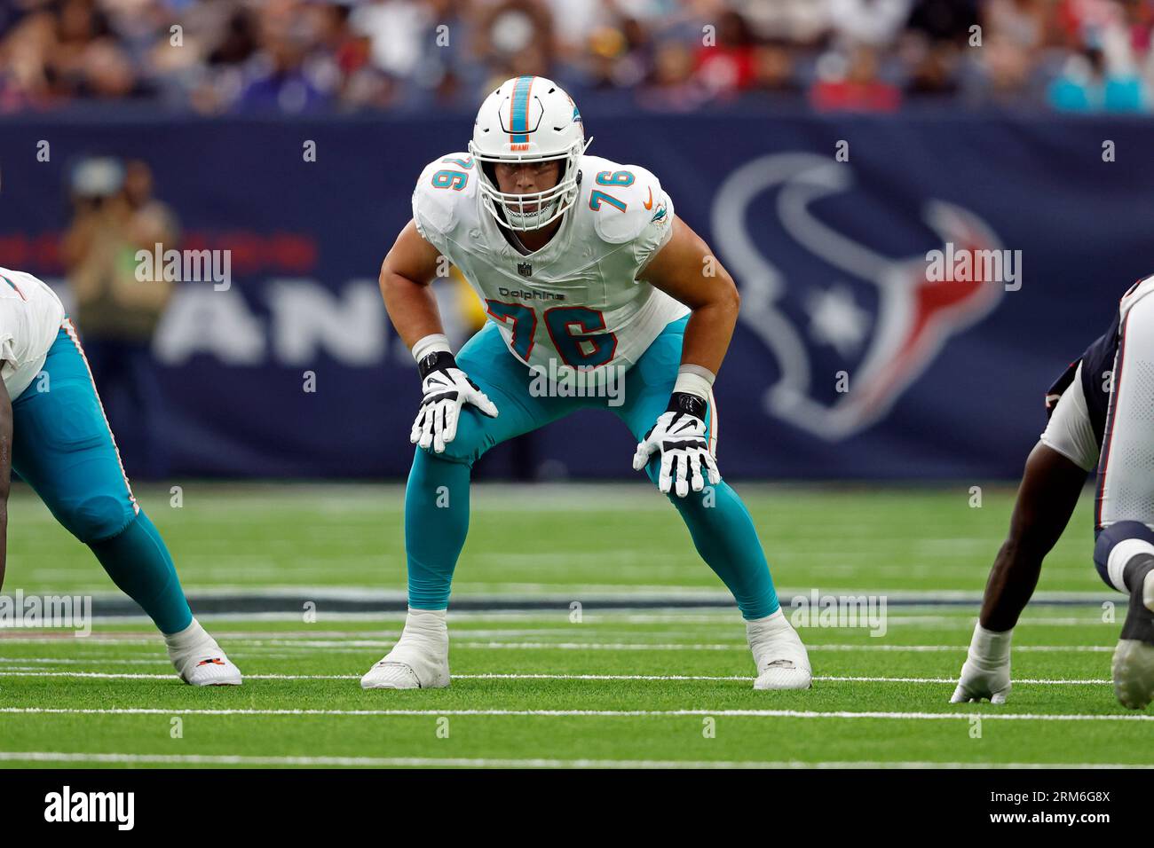 Miami Dolphins offensive tackle Ryan Hayes (76) in action during an NFL preseason football game ...