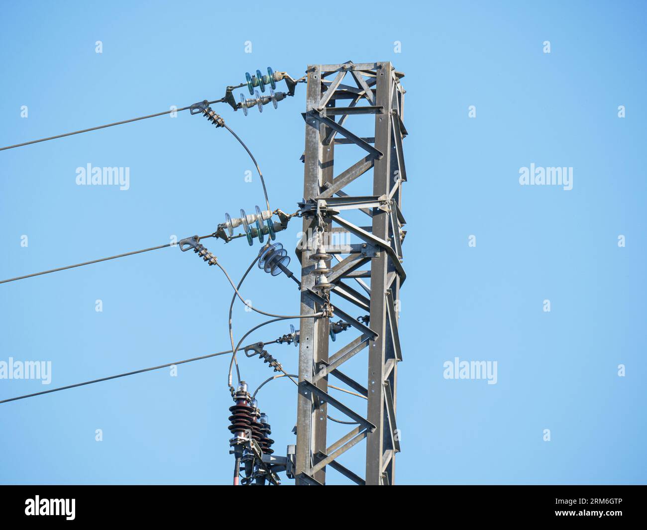 Top Terminal Part of a High Voltage Electric Cable Pylon Stock Photo ...