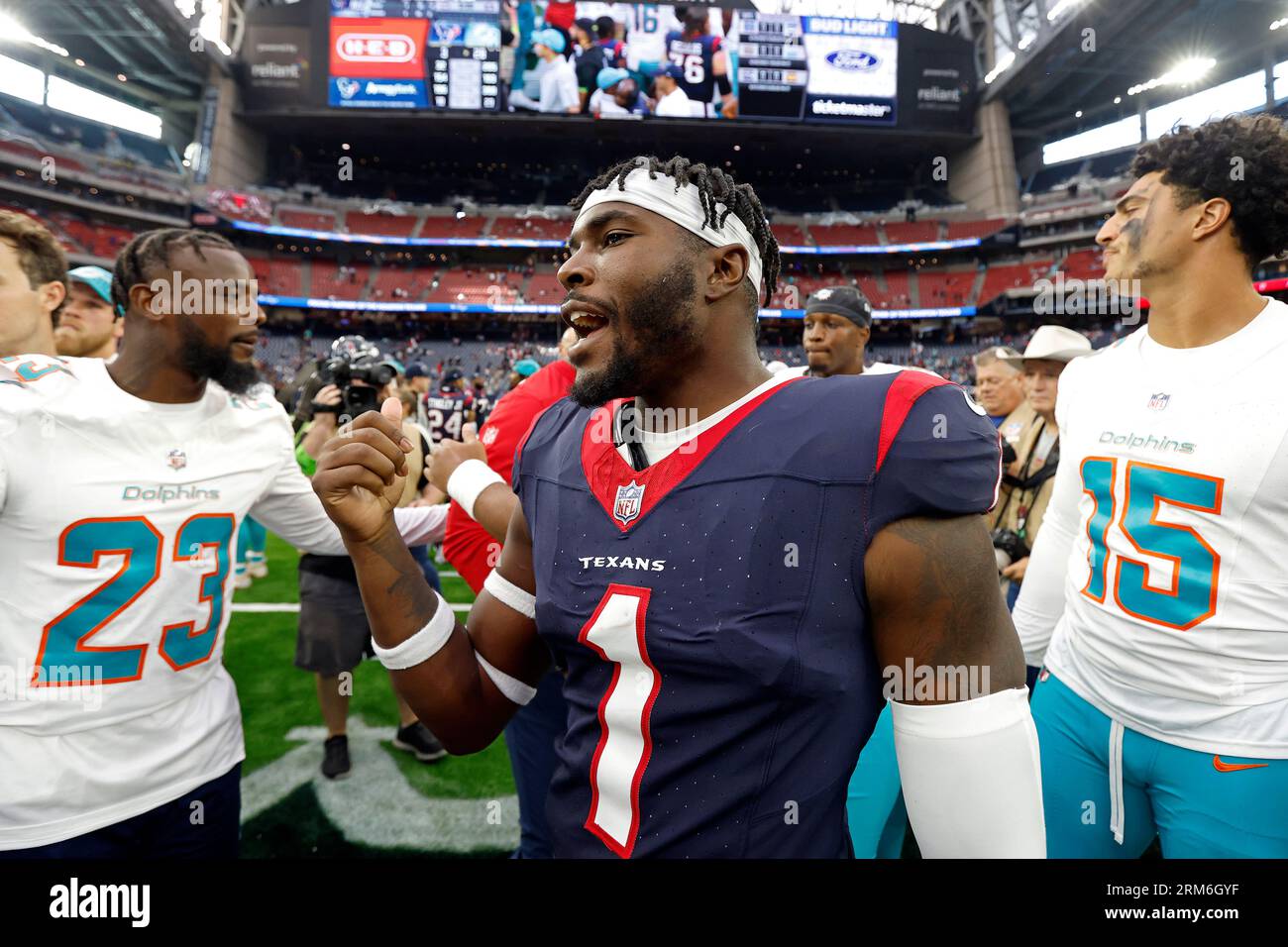 Houston Texans safety Jimmie Ward (1) after an NFL preseason football ...