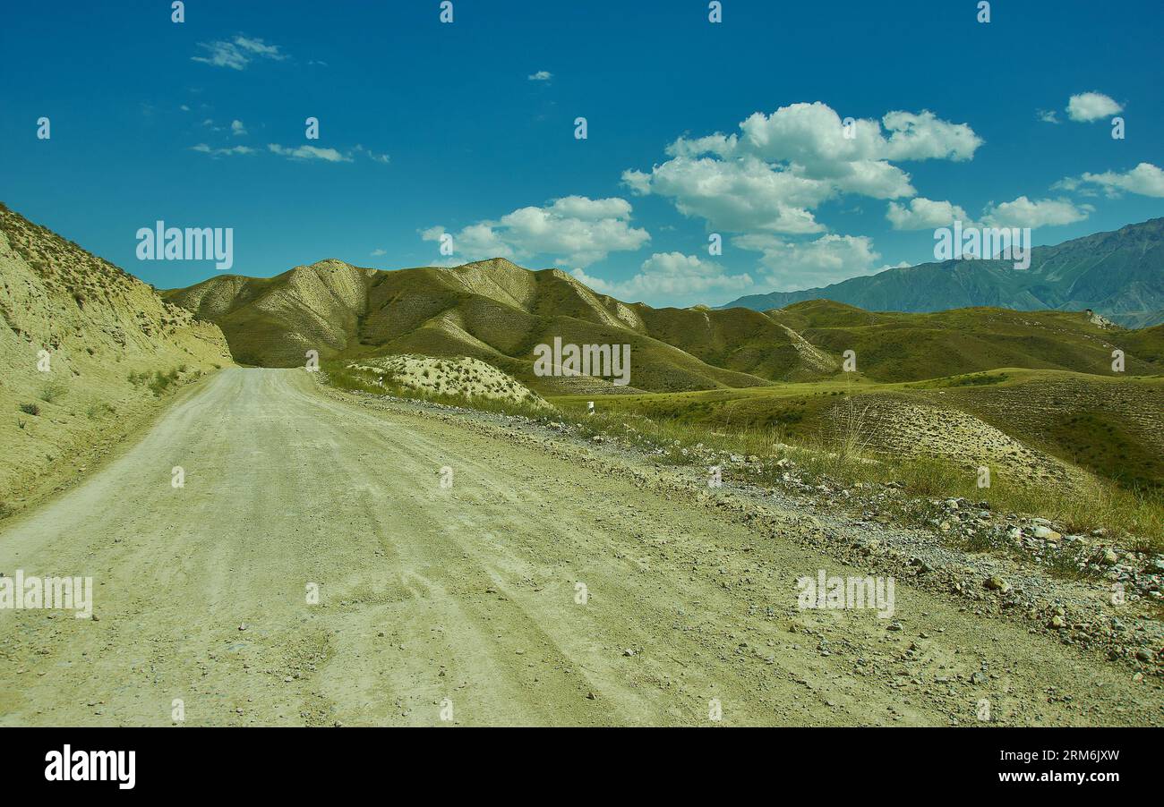 Mountain plateau, road to Kazarman, district of Jalal-Abad Region in western Kyrgyzstan Stock ...