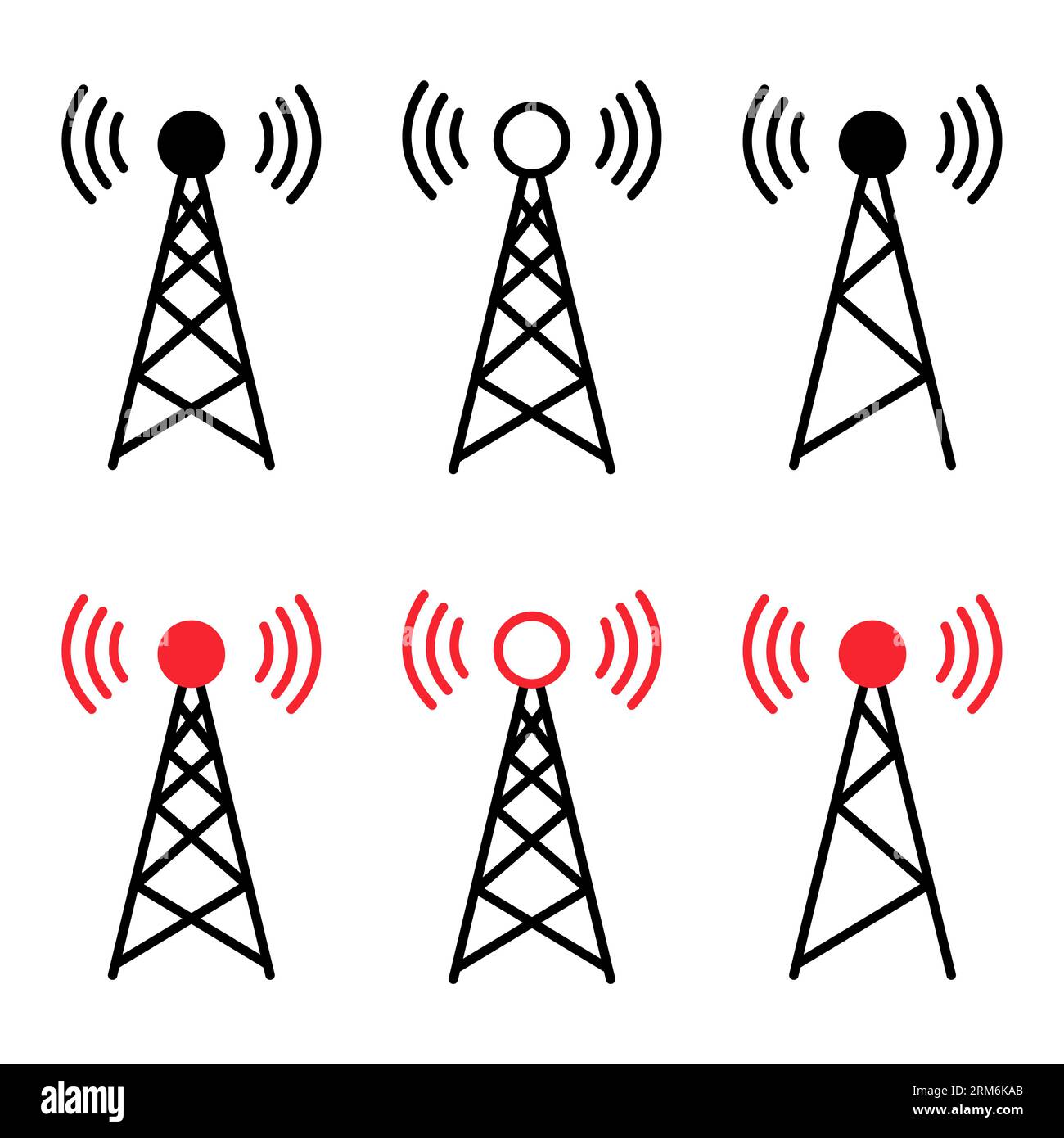Set of Signal tower icon, wireless technology network sign, antenna ...