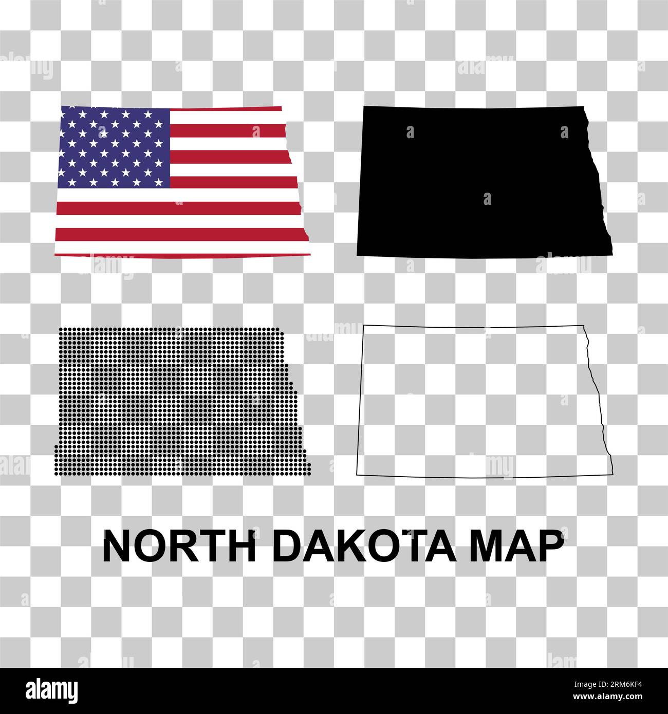 Set of North Dakota map, united states of america. Flat concept icon ...