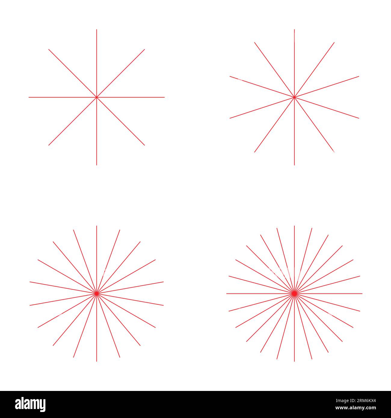 Set of converging radiating lines burst icon, geometric sunburst ...