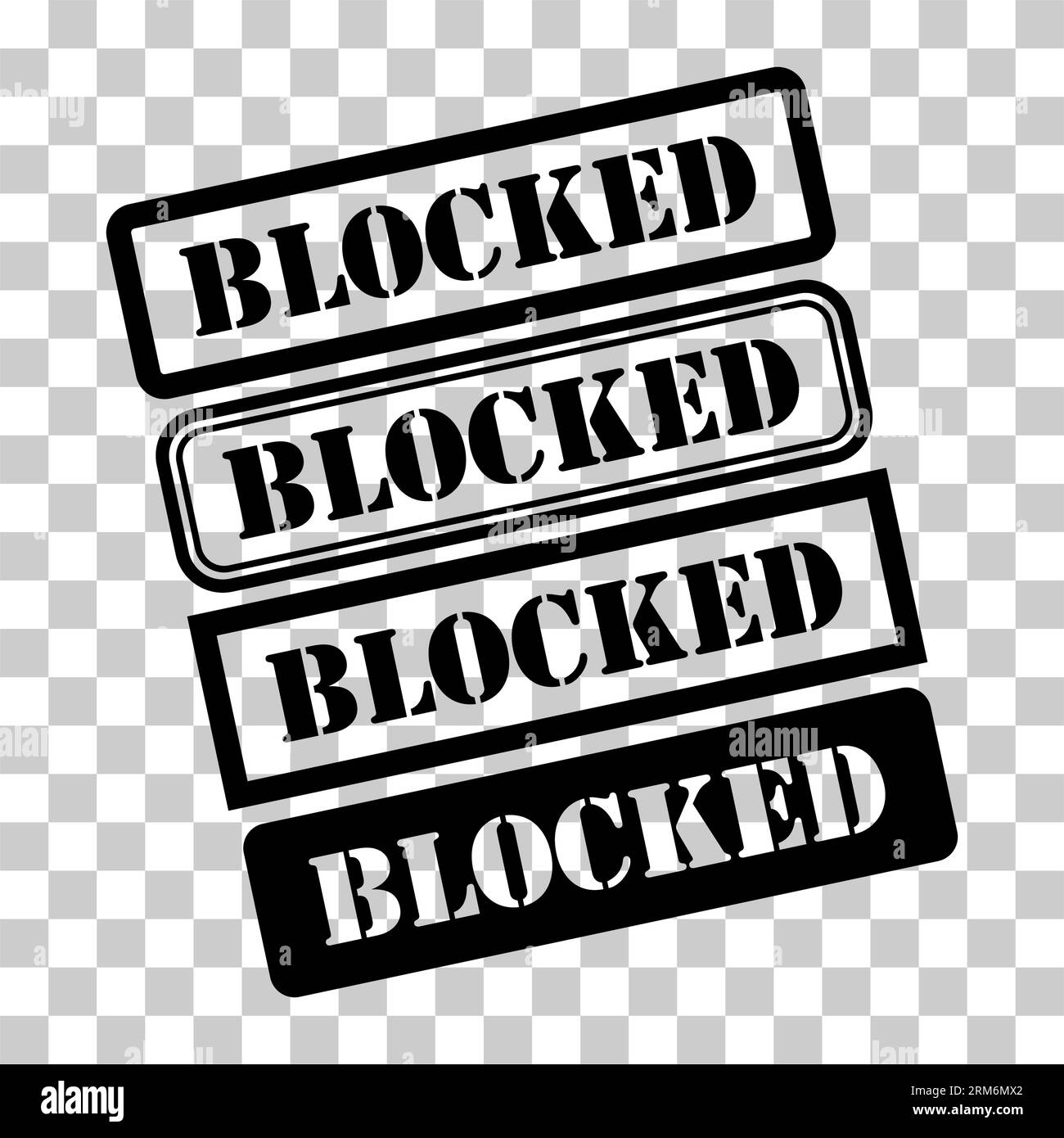 Set of Blocked stamp symbol, label sticker sign button, text banner ...