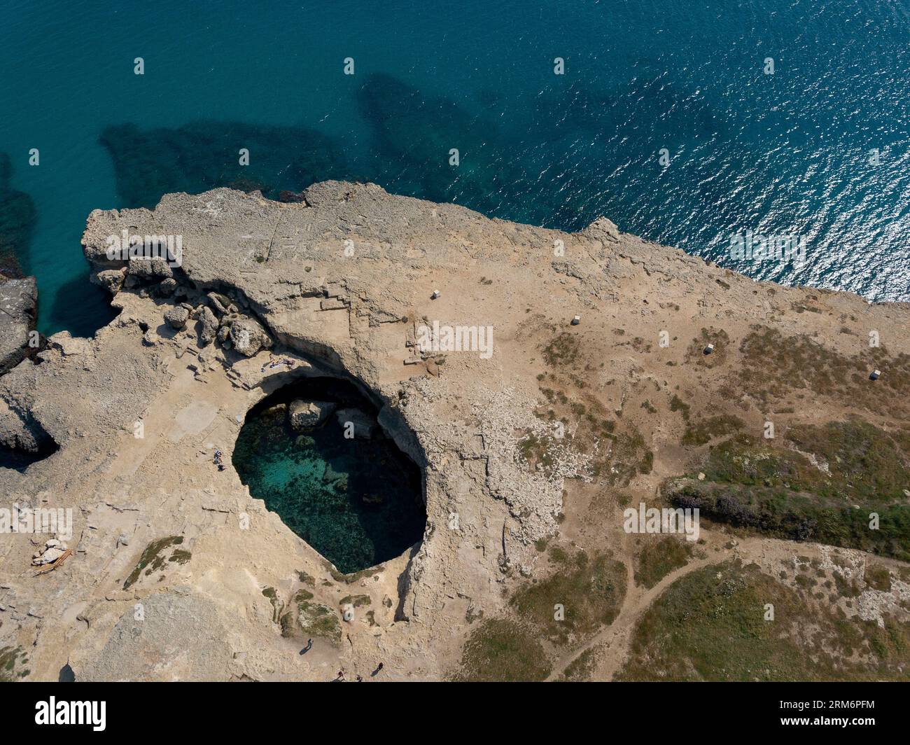 The coast between Otranto and San Foca has cliffs with numerous natural ...