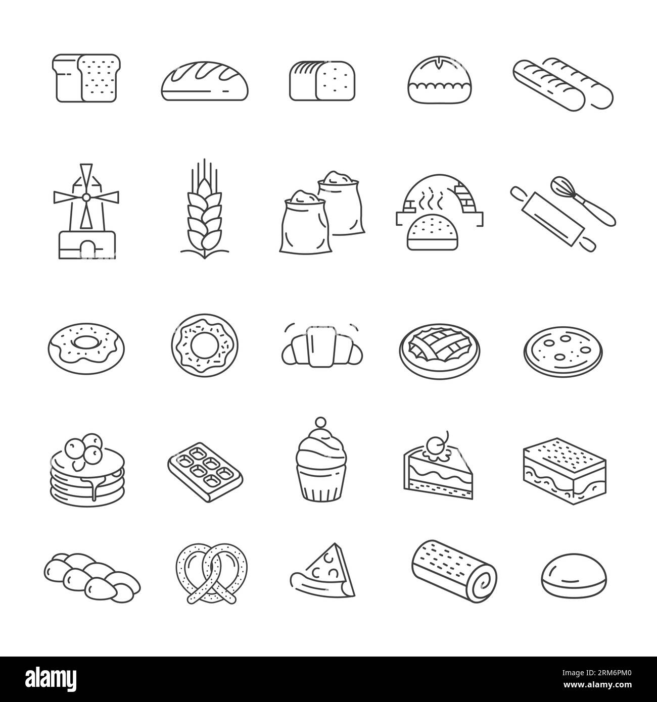 Bakery products and ingredients, desserts icons Stock Vector Image ...
