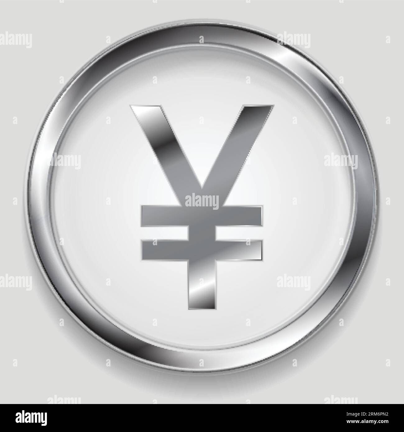Concept metallic yuan symbol logo in round button. Vector silver ...
