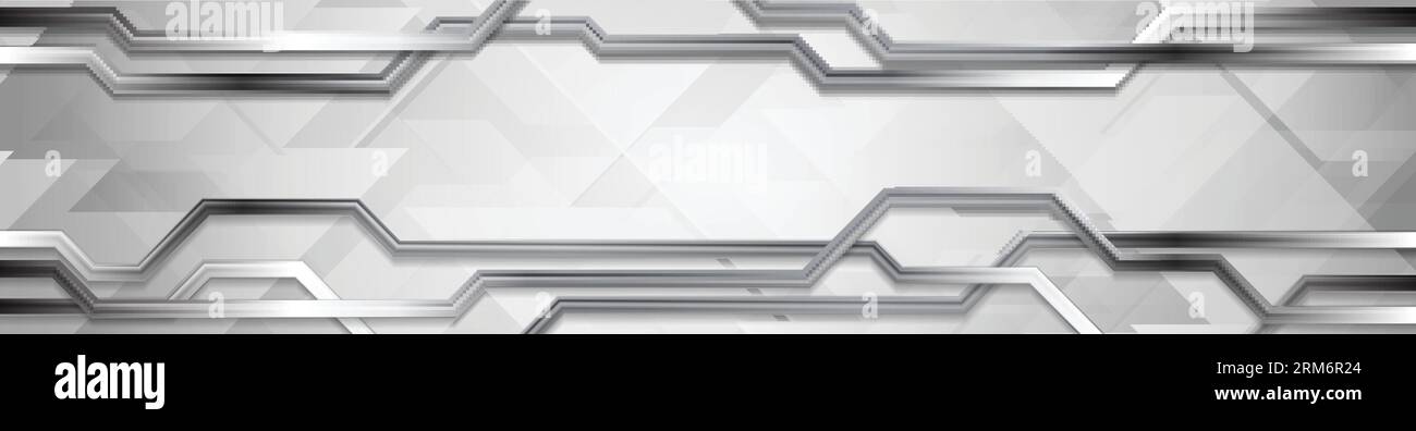 Grey metallic circuit board abstract technology banner design. Vector ...
