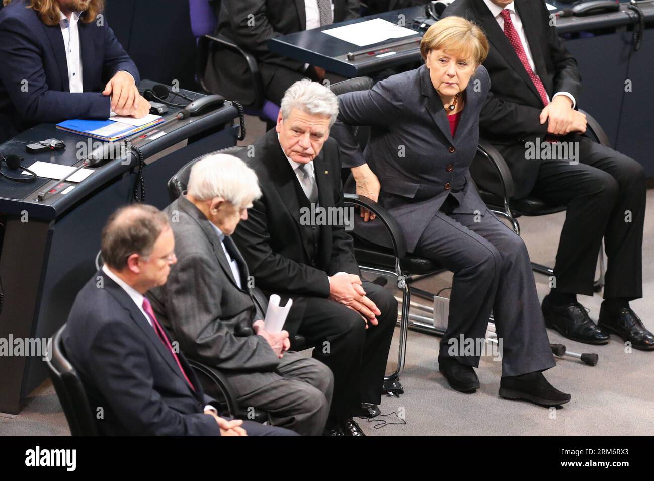 BERLIN, Jan. 27, 2014 - German Chancellor Angela Merkel (1st R) and ...