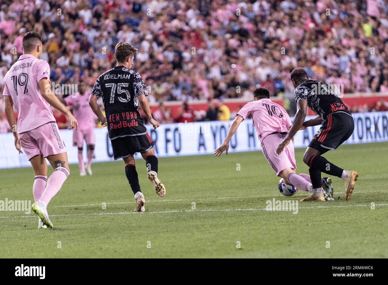 Lionel Messi (10) of Inter Miami fouled just outside of Red Bulls ...