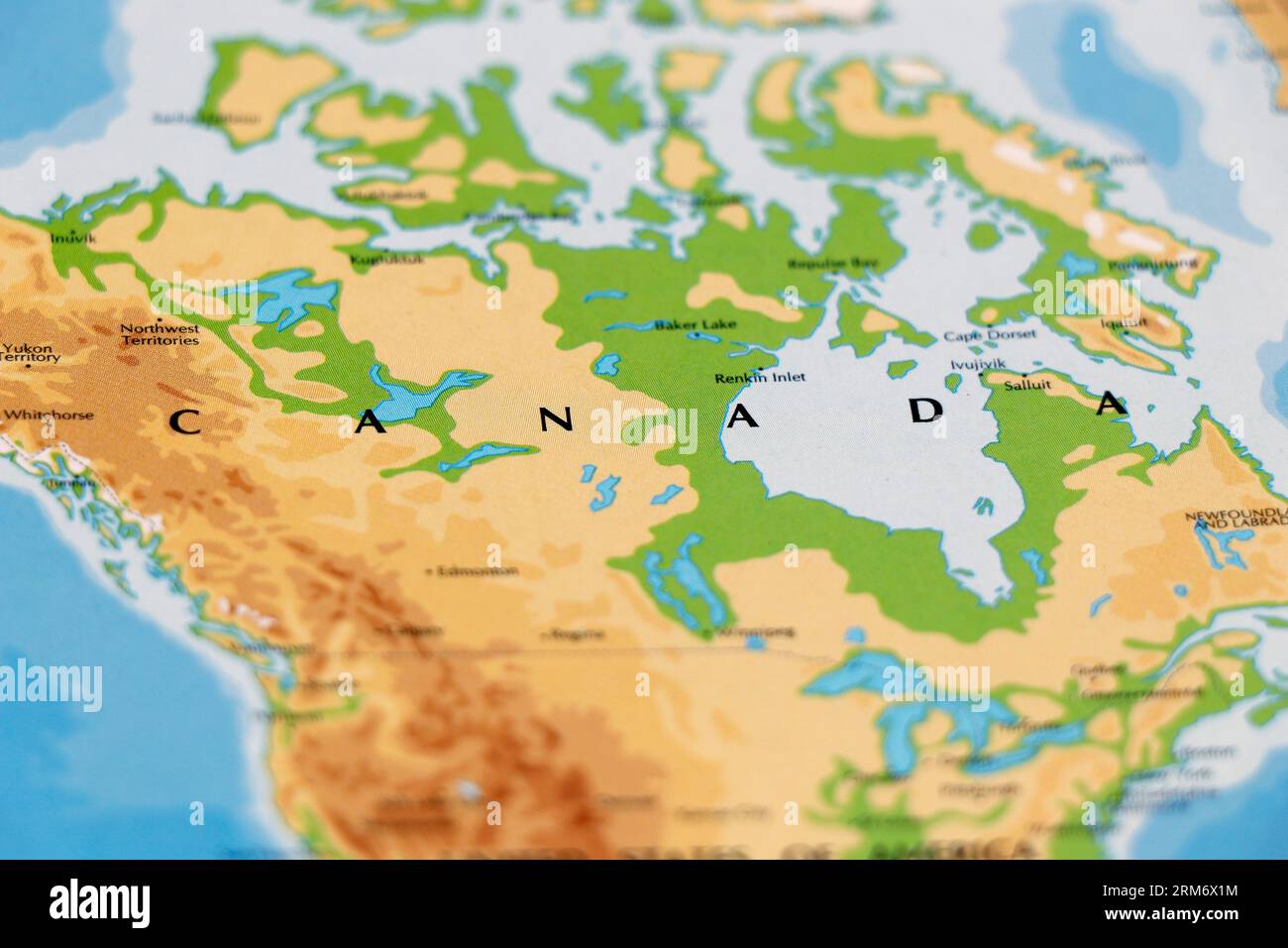 world map or atlas of canada country in close up Stock Photo - Alamy