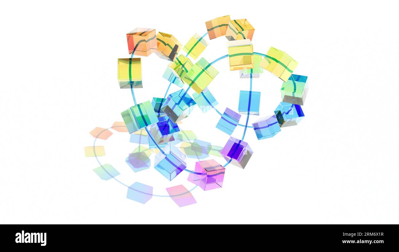 Color glass boxes on white intro 3d render Stock Photo - Alamy