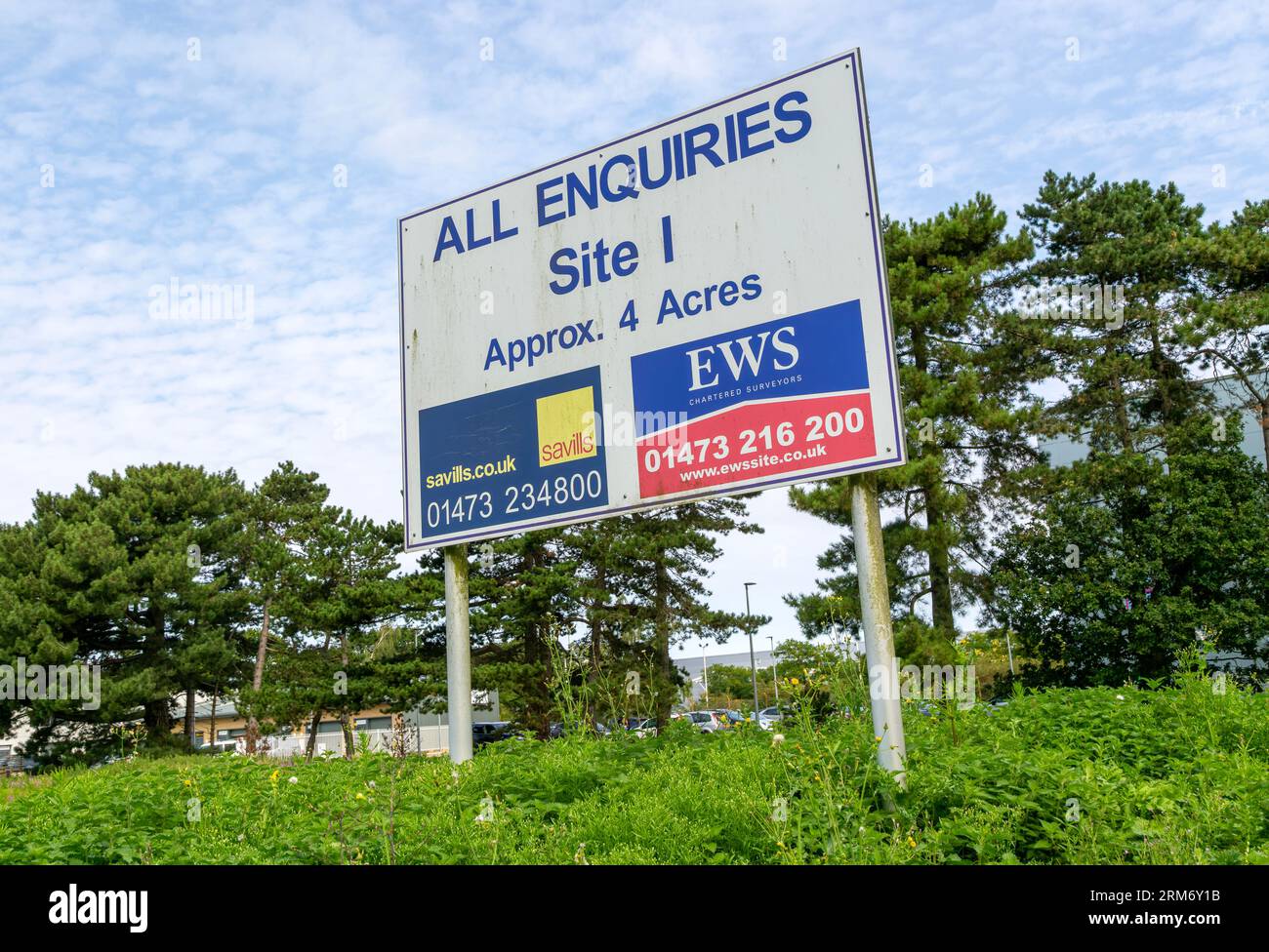 Commercial property estate agent sign for development site, Ransomes ...
