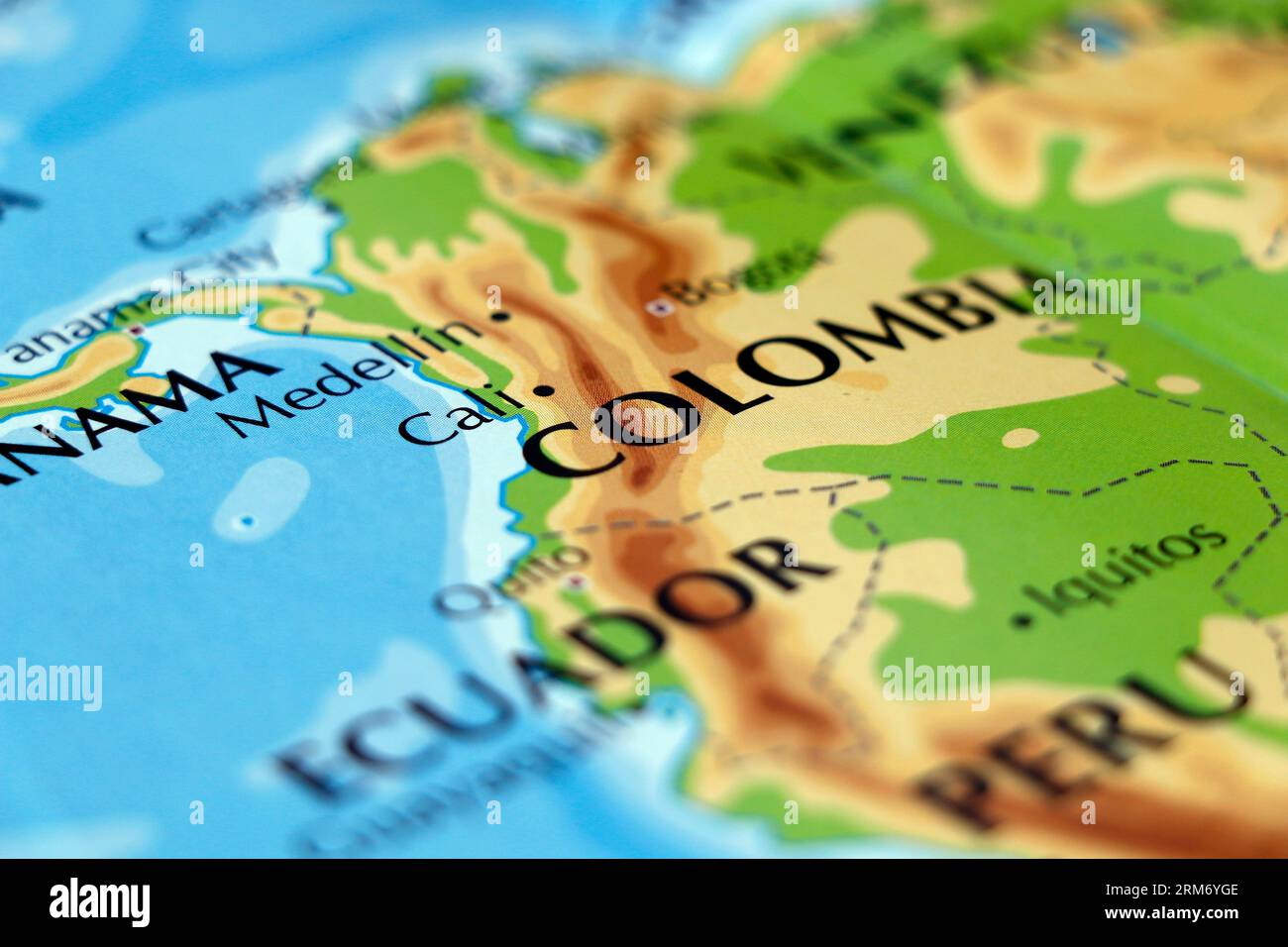 world map of south america and colombia country in sharp focus Stock ...