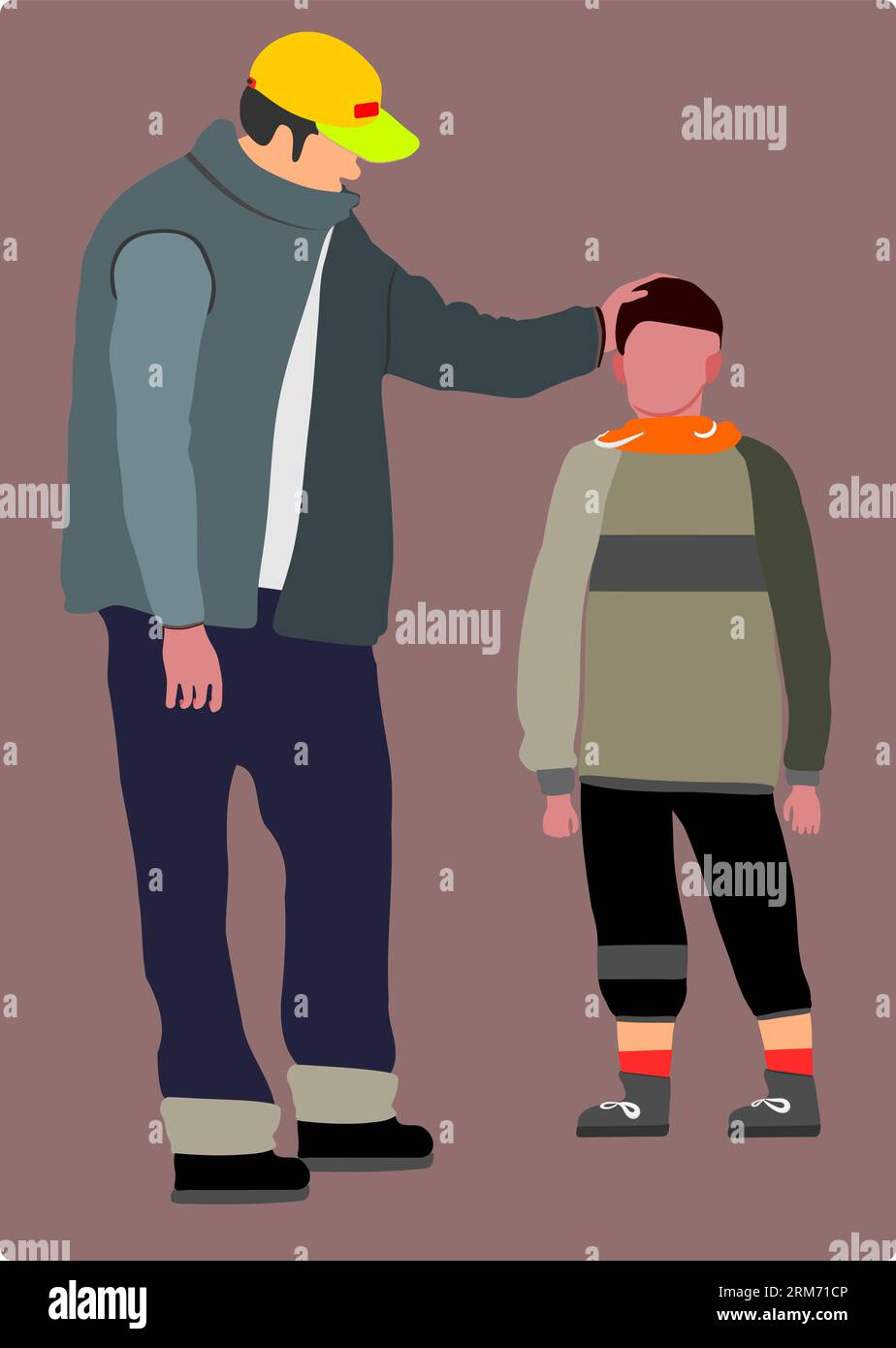Father holding sons hand Stock Vector Images - Alamy