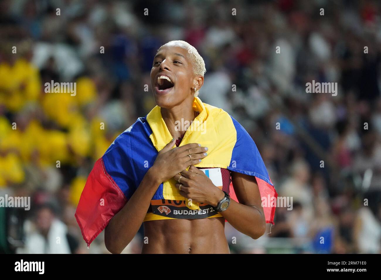 Yulimar Rojas (VEN) celebrating her victory on Triple Jump women Final ...