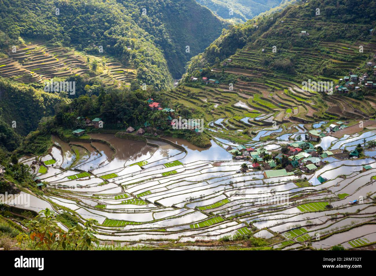Rice terraces making a circle near Batad, Philippines. Batad is ...