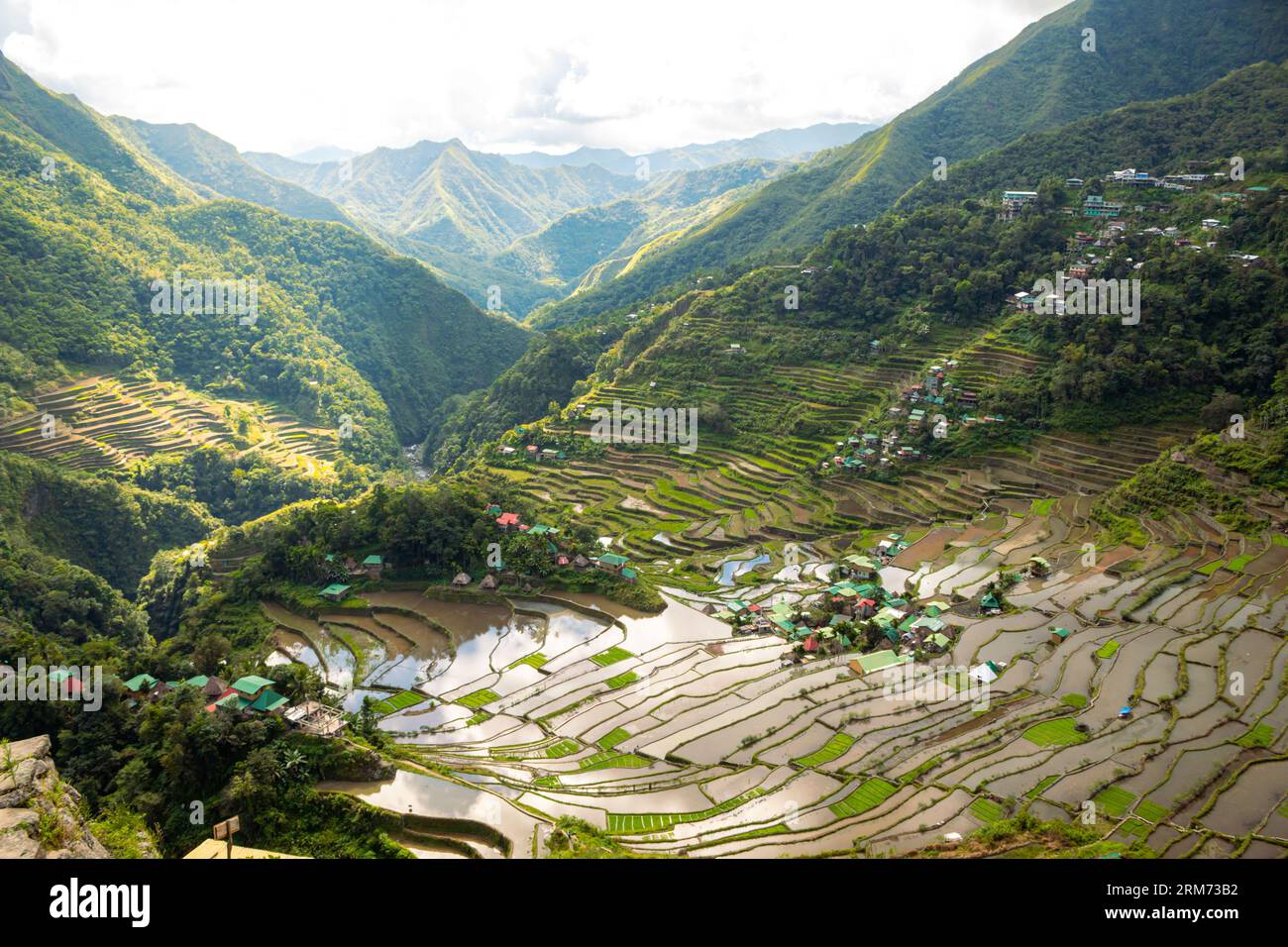 Panoramic aerial view of Batad Rice terraces, Philippines. Batad is ...
