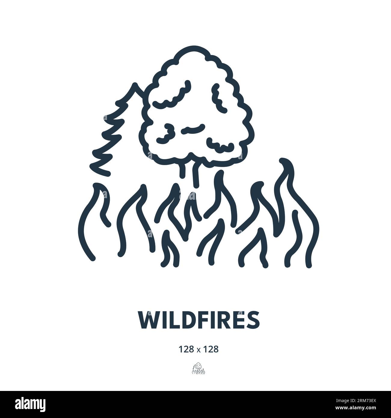 Wildfires Icon. Fire, Flame, Forest. Editable Stroke. Simple Vector ...