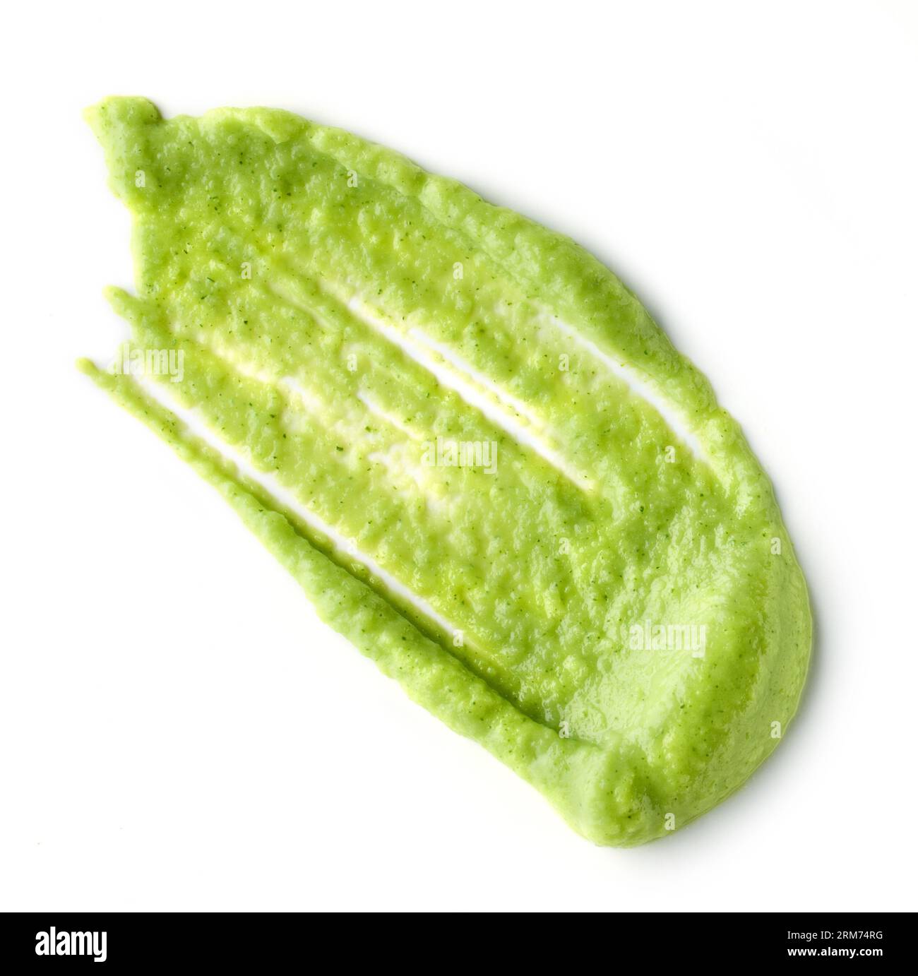 green vegetable puree isolated on white background, top view Stock ...