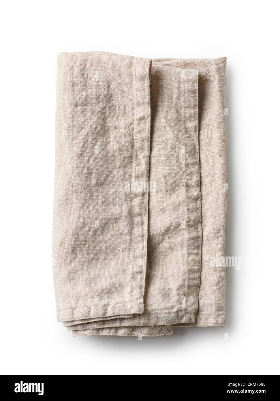 folded linen napkin isolated on white background, top view Stock Photo ...