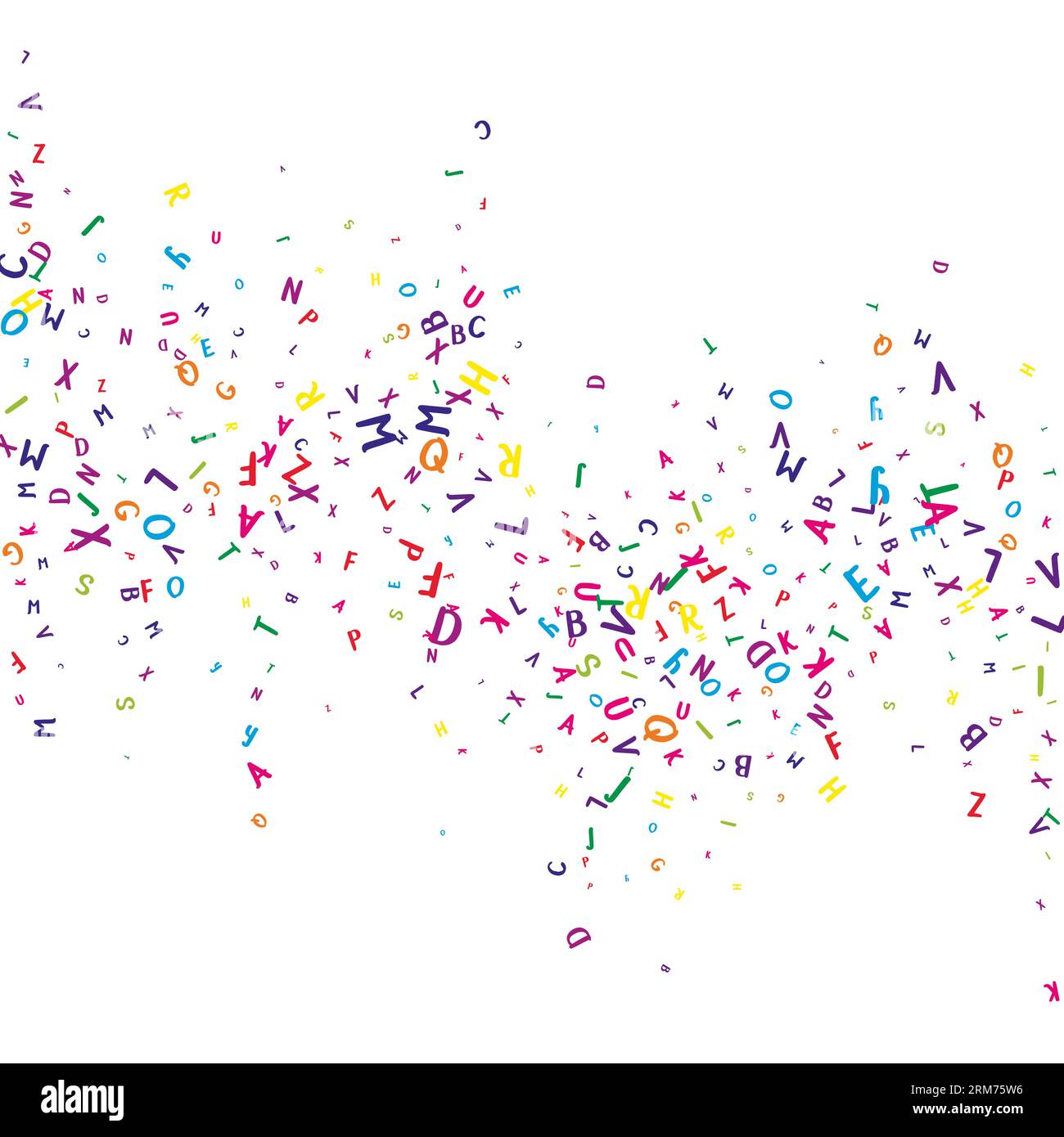 Concept of school background. Colorful childish falling letters of ...