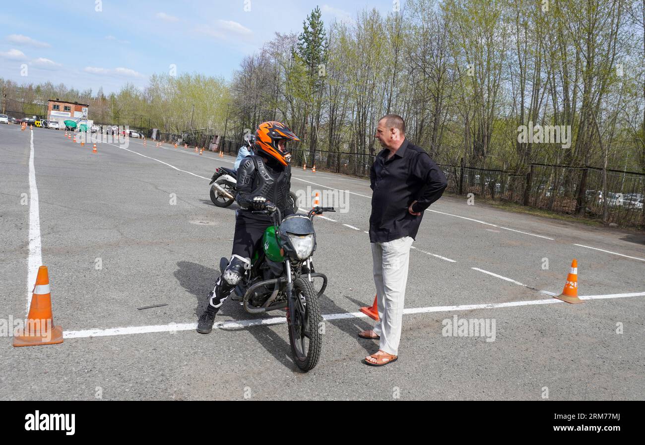 Motorbike training school hi-res stock photography and images - Alamy