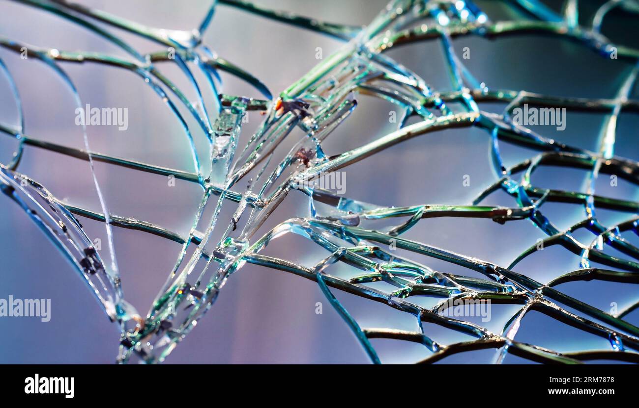 Free lines of broken glass The background is an out-of-focus ...