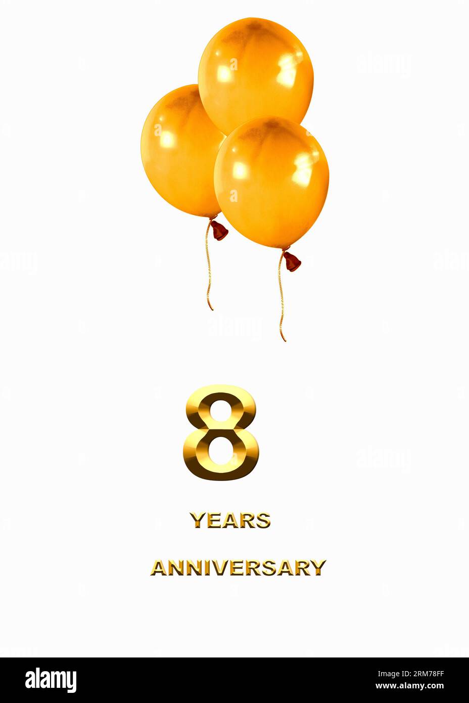 3d illustration of a 8 anniversary. golden numbers on a festive ...