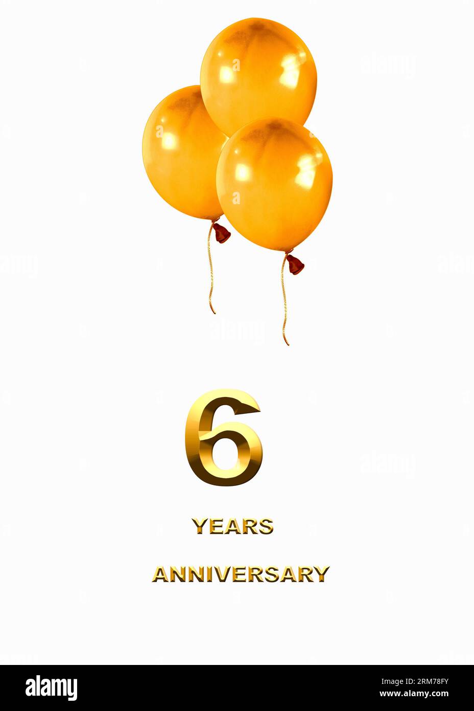 3d illustration of a 6 anniversary. golden numbers on a festive ...