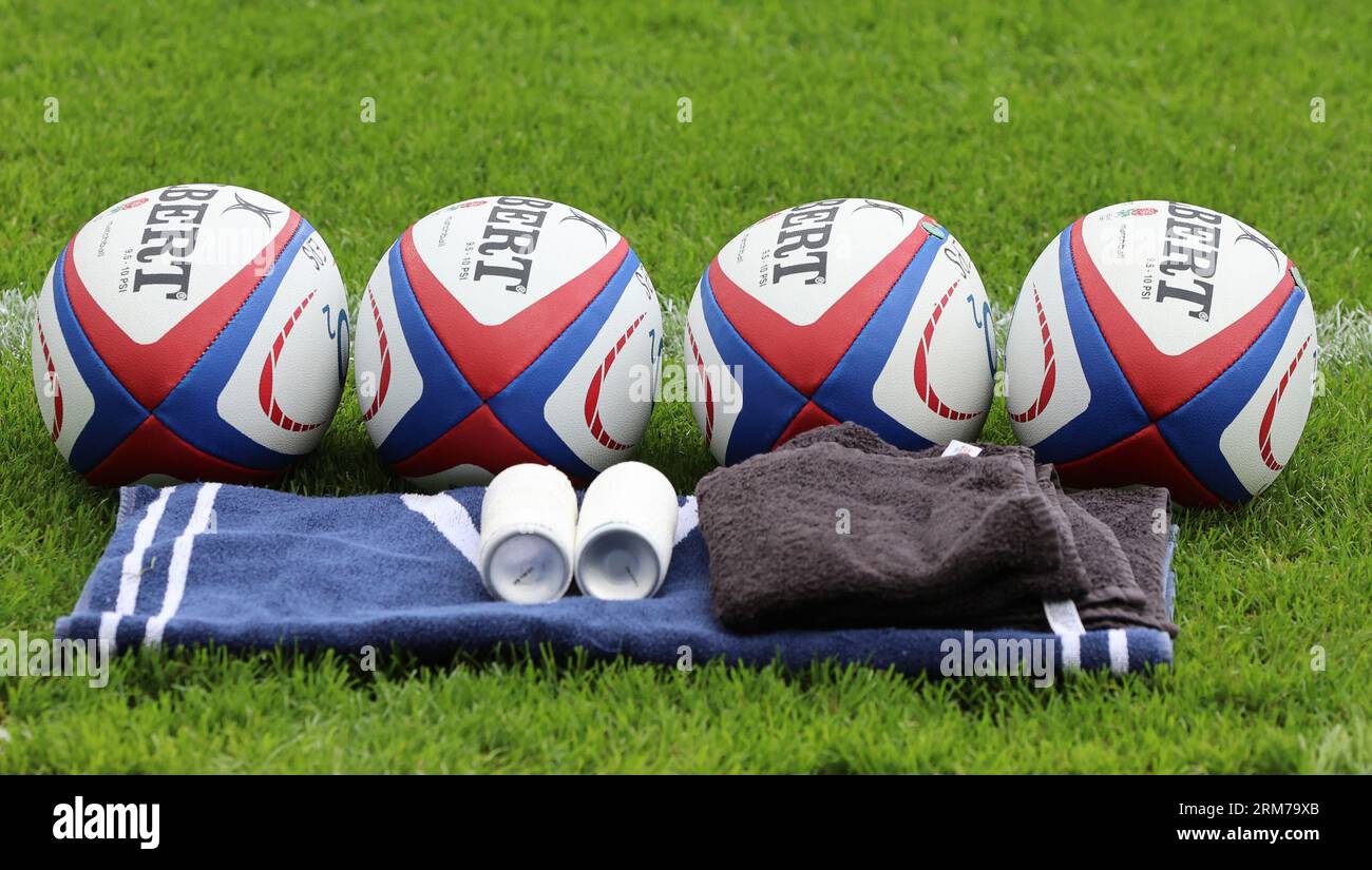 Rugby Balls during International match between England against Fiji at ...