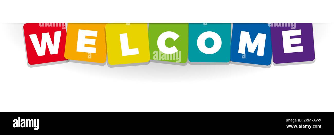 The word Welcome. Vector banner with the text colored rainbow Stock ...