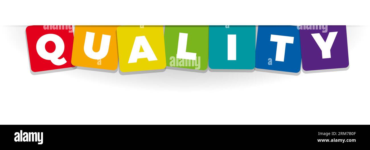The word Quality. Vector banner with the text colored rainbow Stock ...