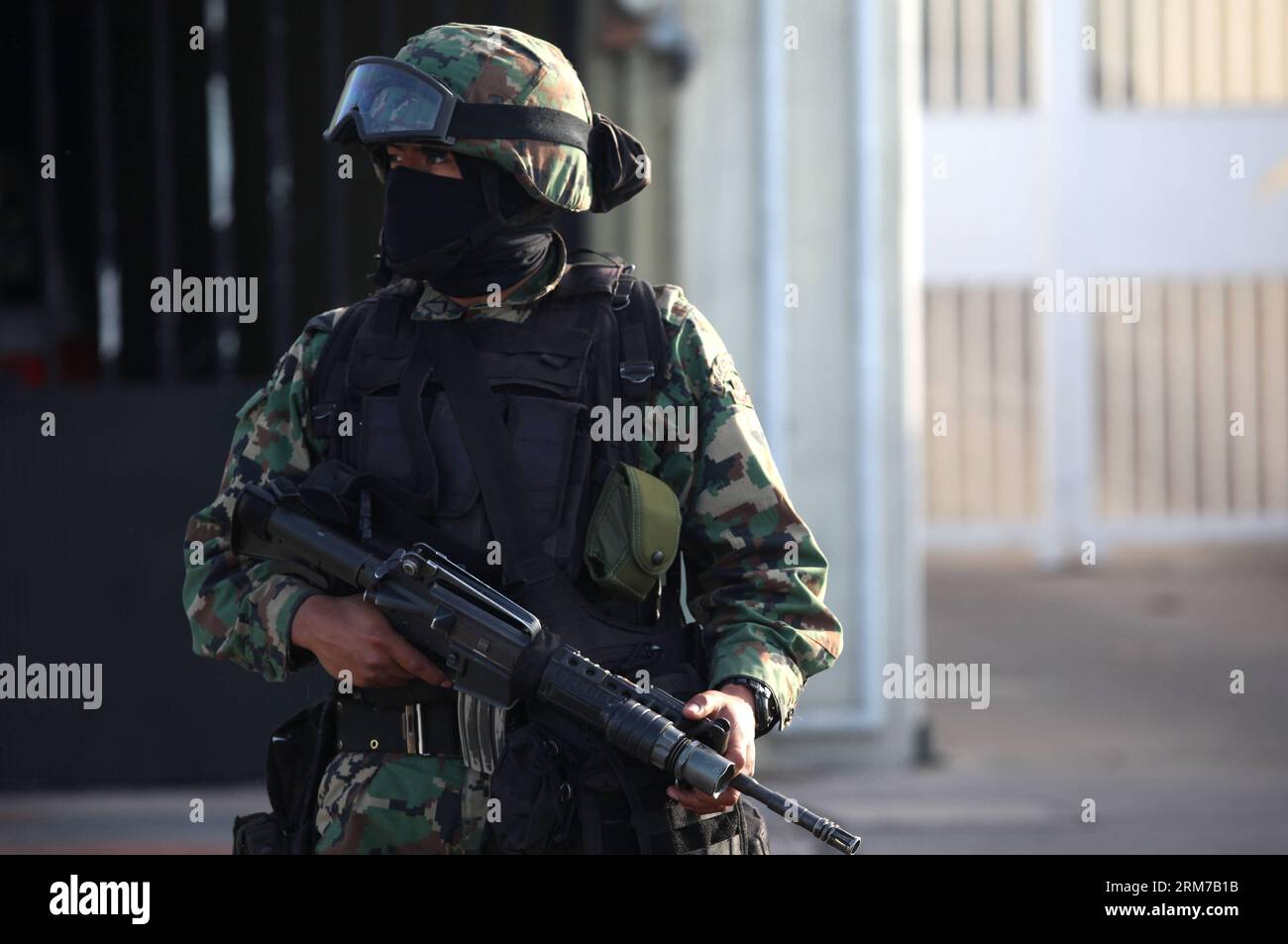 (140222) -- SINALOA, Feb. 22, 2014 (Xinhua) -- A Mexican Navy soldier ...