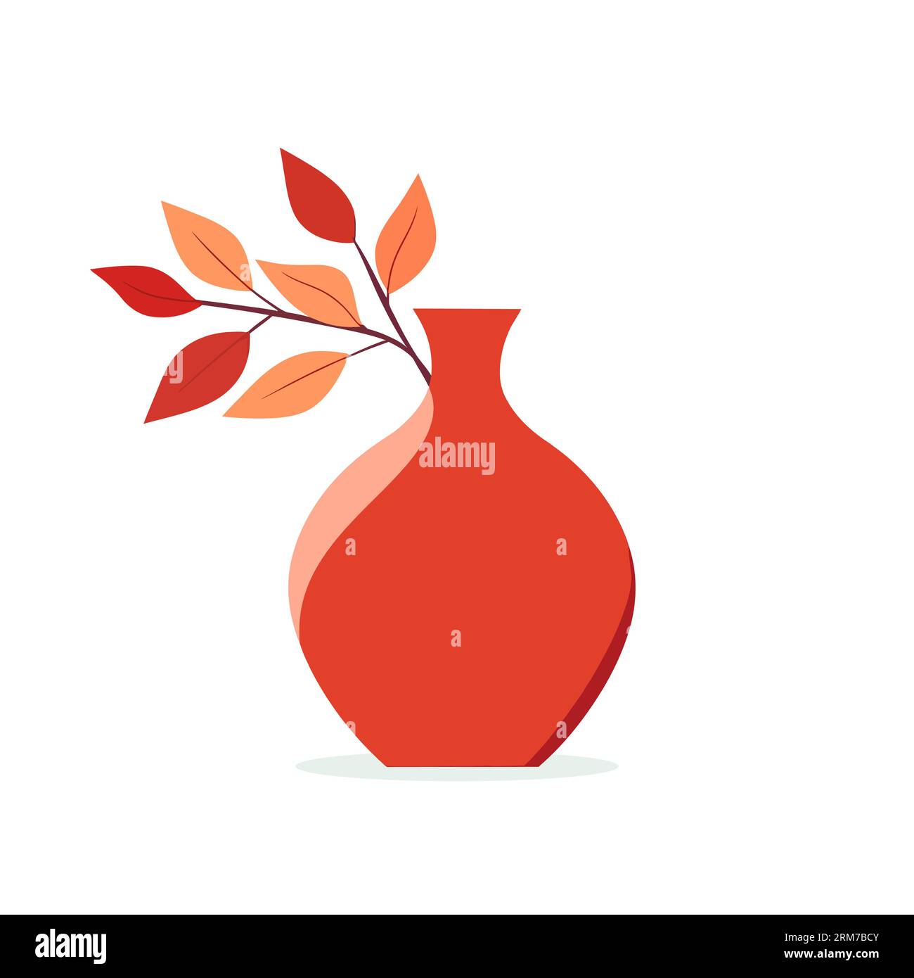 Flat ceramic vase. Colored ceramic vase isolated on white. Vector ...