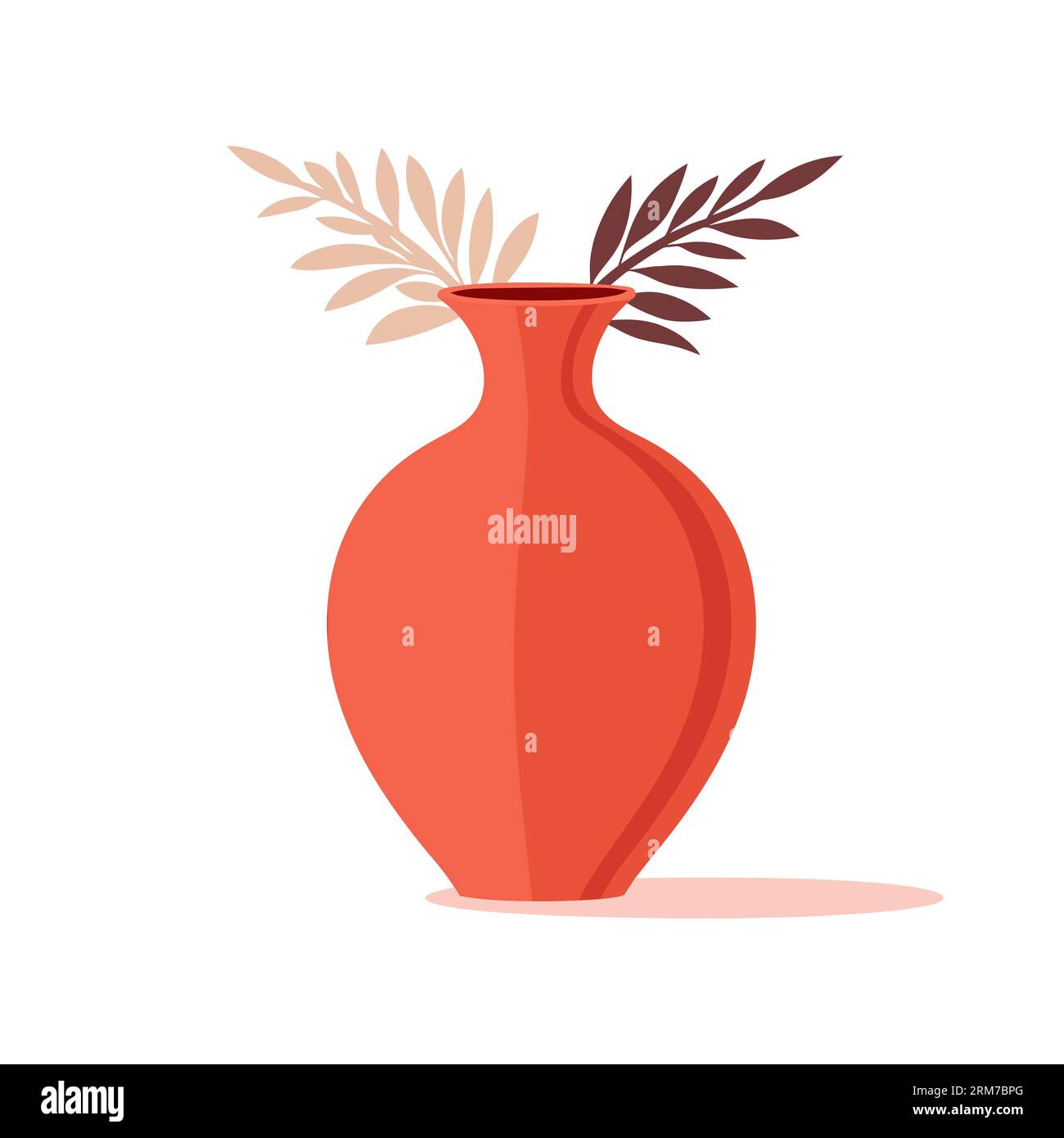 Flat ceramic vase. Colored ceramic vase isolated on white. Vector ...