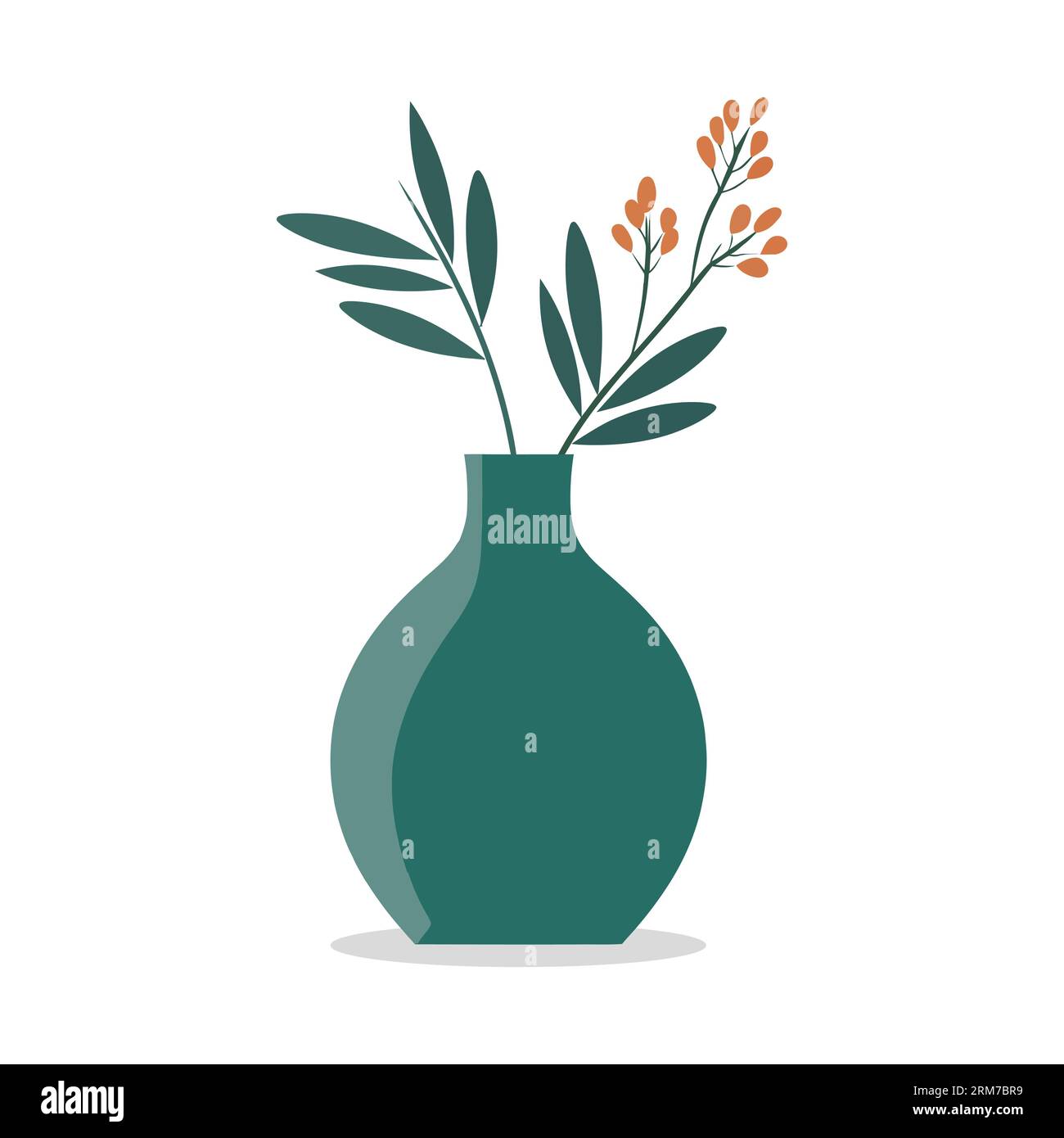 Flat ceramic vase. Colored ceramic vase isolated on white. Vector ...