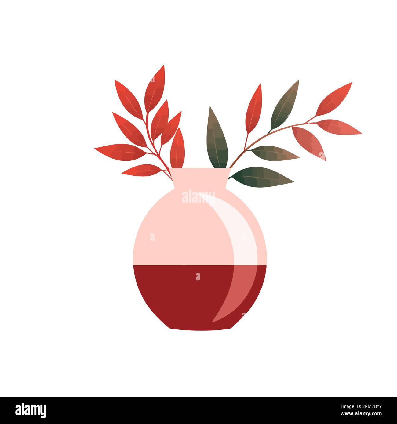 Flat ceramic vase. Colored ceramic vase isolated on white. Vector ...