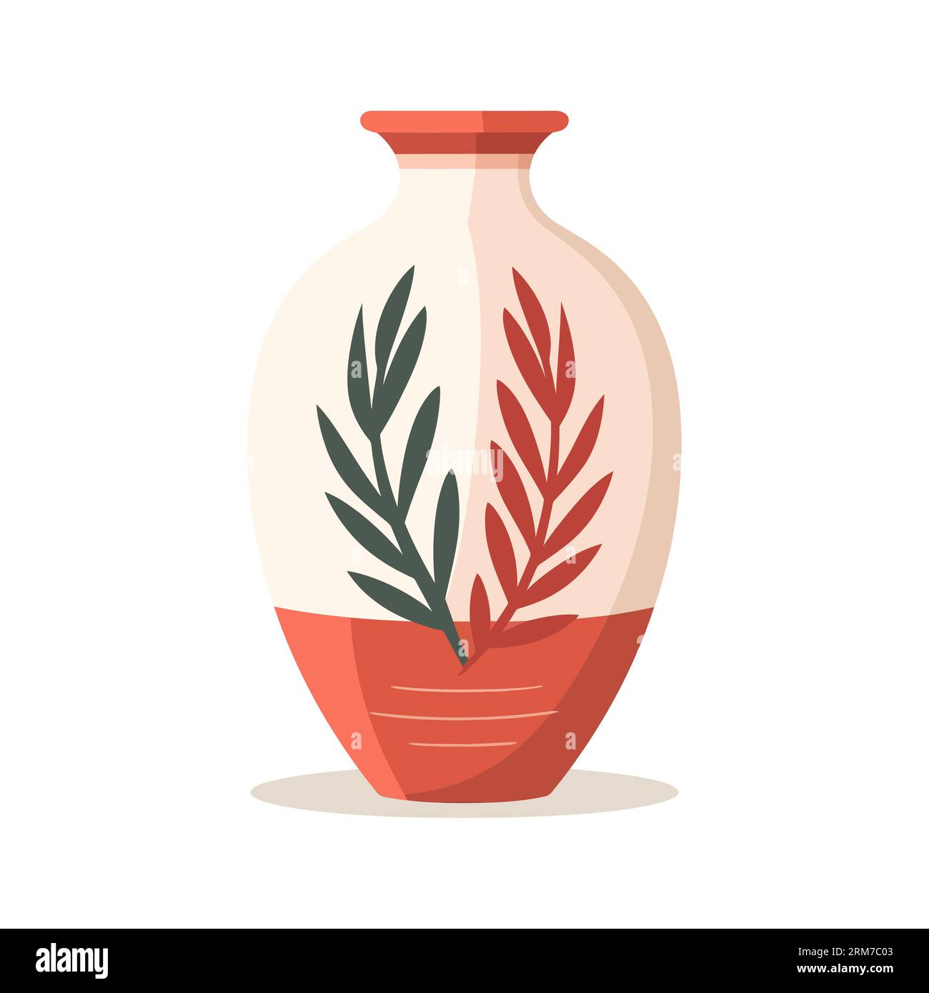 Flat ceramic vase. Colored ceramic vase isolated on white. Vector ...