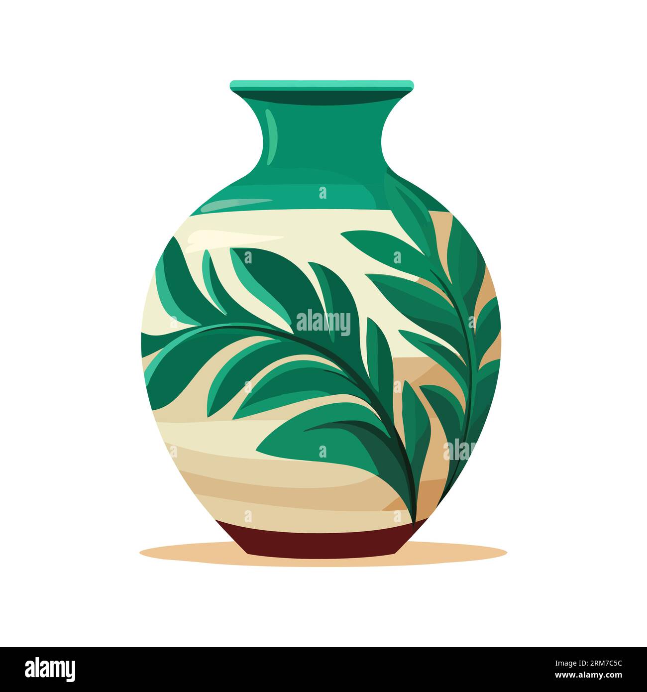 Flat ceramic vase. Colored ceramic vase isolated on white. Vector ...